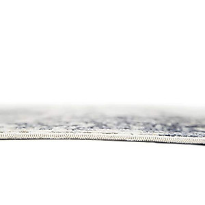 Unique Loom Chateau Collection High-Low Pile, Vintage, Traditional, Distressed, Medallion Area Rug (4' 0 x 6' 0 Rectangular, Beige/Navy Blue)