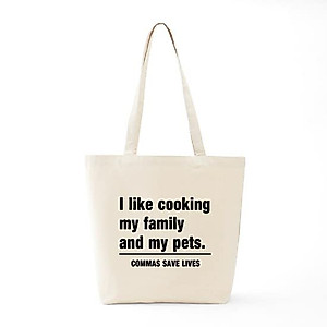 CafePress Commas Save Lives Tote Bag Natural Canvas Tote Bag, Reusable Shopping Bag