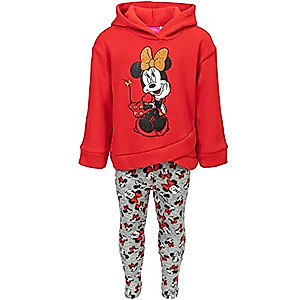 Disney Minnie Mouse Infant Baby Girls Fleece Hoodie and Leggings Outfit Set Red 18 Months