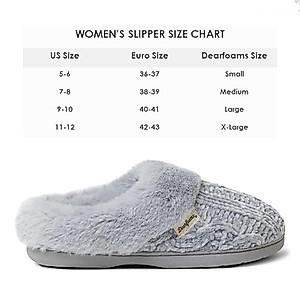 Dearfoams Women's Claire Marled Cable Knit Chenille Clog Slipper, Sleet, Medium Wide