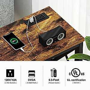 Rolanstar Sofa Table with Charging Station, 3 Tier Narrow Console Table with Storage Shelf and Power Outlet, 47” Entryway Table Metal Frame Behind Sofa Couch Hallway Entrance for Living Room