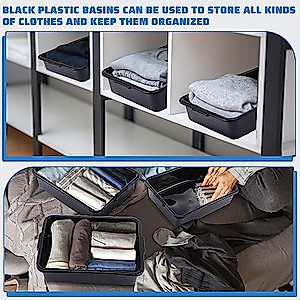 Sherr 10 Pcs 13L Plastic Bus Tubs Bus Tubs Restaurant Food Service Bus Tubs Commercial Bus Box with Handles Wash Basin Tray for Home Daily Use, Toys, Restaurant Hotel Food Service, Black