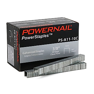 Powernail PSA1110C 20 Gauge 13/32 Inch Crown 3/8 Inch Length Chisel Point Collated Galvanized Staples, A11 / T50 Series (Box of 100,000)