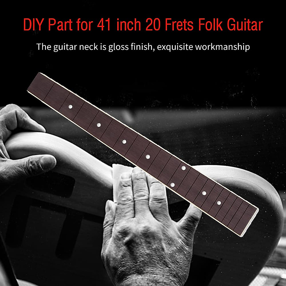 Guitar Neck, Rosewood Fretboard Replacement for 41 Inch 20 Frets Acoustic Guitar Guitar Fretboard Replacement