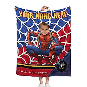 BAVIRWX Superhero Custom Blanket Customized Throw Blankets with Pictures Personalized Flannel Blanket with Photo for Baby 60x80 Inch