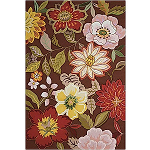 Nourison Fantasy Chocolate 5' x 7'6" Area-Rug, Modern, Floral, Bed Room, Living Room, Dining Room, Kitchen, Easy washing, Non Shedding, (5' x 8')
