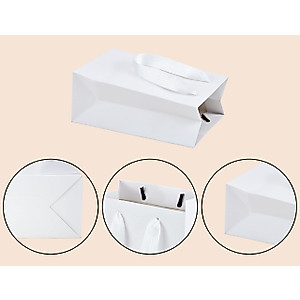 HUAPRINT White Paper Bags,White Gift Bags,Shopping Bags with Handles,20 Pack Small Gift Bags,7x4x9inch,Retail Bags,Party Favor Bags,Merchandise Business Bags,Wedding Bags