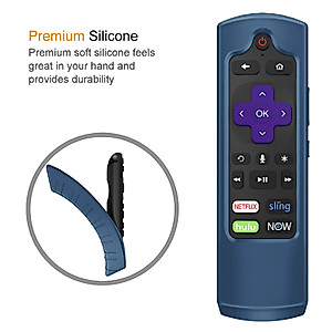 CaseBot Remote Case for Roku Voice, Express HD / 4K+, Ultra LT Enhanced Voice, Express 3930, Premiere+ 3921, Streaming Stick+ Remote, Honey Comb Anti Slip Shockproof Silicone Cover, Cyan Blue