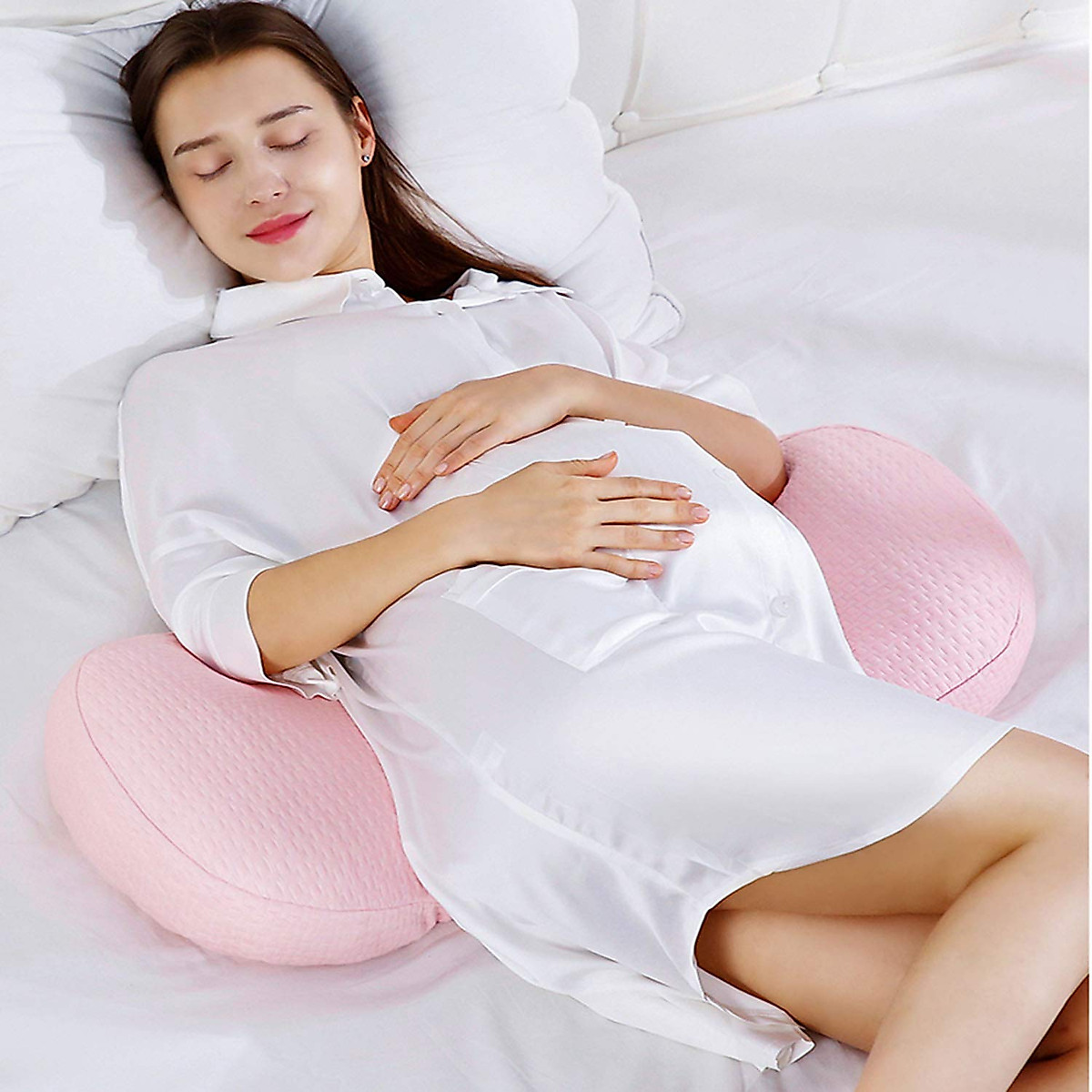 Luzly Pregnancy Pillow Side Sleeper Adjustable Maternity Pillows for Sleeping Snoogle Body Pillow Wedge for Back Pregnancy Gifts for First Time Moms