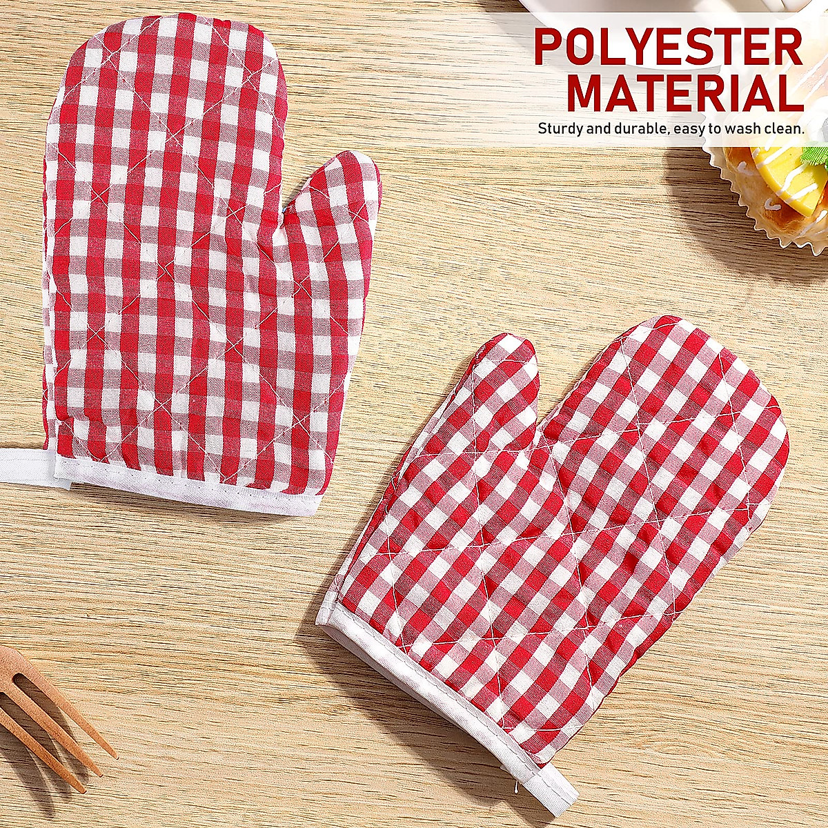 Cabilock Kids Oven Mitts for Children Play Kitchen Heat Resistant Kitchen Mitts for Kids Toddler (2pcs)