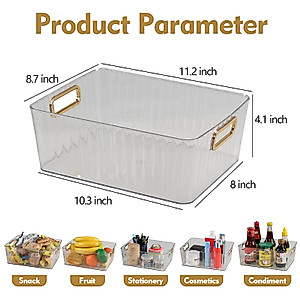 Jandson Clear Plastic Storage Bin, 4 Pack Pantry Organizer Containers