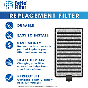 Fette Filter -DSTx HEPA + Carbon Premium Filter Replacement Compatible with Clarifion DSTx Mini Personal Air Purifiers - Pack of 4