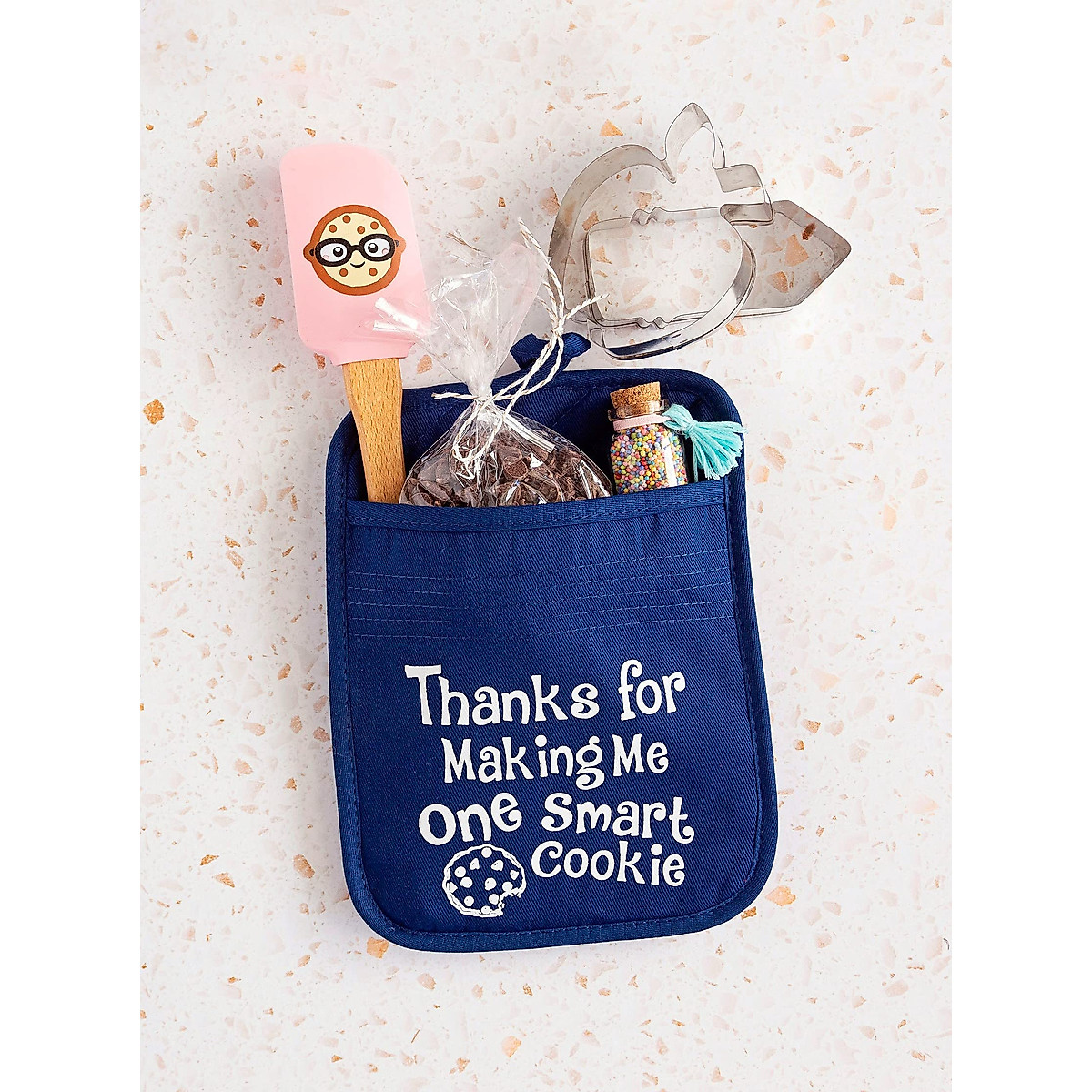 Teachers Gift for Women, Appreciation Week Pot Holder, One Smart Cookie Thank You Present Potholder - Set of 2 Blue