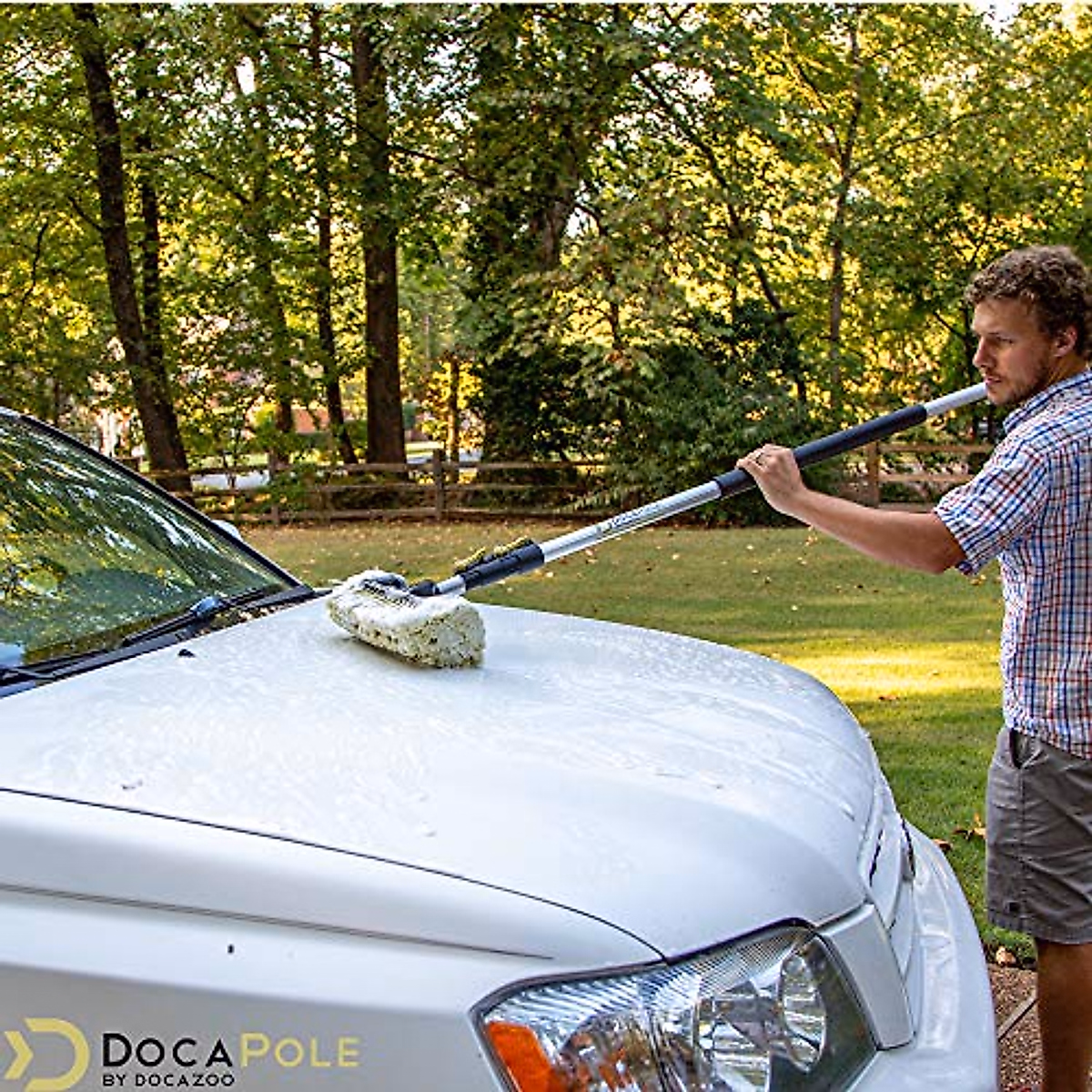 DocaPole 5-12 Foot Car Cleaning Kit | Car Wash Kit with Soft Car Wash Brush, Car Squeegee, Car Wash Mitt (2X), Microfiber Cleaning Head & 12’ Extension Pole | Car Detailing Kit with Long Handle
