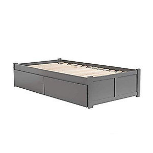 AFI Concord Queen Size Platform Bed with Footboard & Storage Drawers in Grey