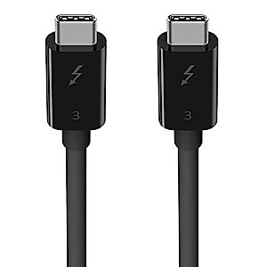 Belkin Thunderbolt 3 Cable (USB-C to USB-C) - USB C Cable For MacBook Air, Galaxy, Apple TV & More, Fast Charging Up To 100W, Made For USB-C, Thunderbolt 3 devices & 5K/Ultra HD - 1.6ft/0.5m - Black