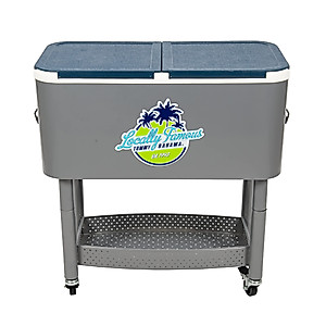 Tommy Bahama 77 Quart Rolling Stainless Steel Cooler with Wheels