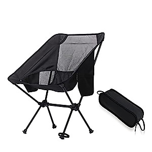 Portable Folding Camping Chairs,Ultralight Backpacking Chair for Adults for Beach,Outdoors,Hiking (Black)