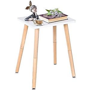 Yawinhe Side Table 2-Tier end Table,Nightstand with Storage Shelf,Modern Wooden Side Table Bedside Table,Suitable for Living Room, Bedroom, Balcony (First Floor/(1-Pack), White+Natural)