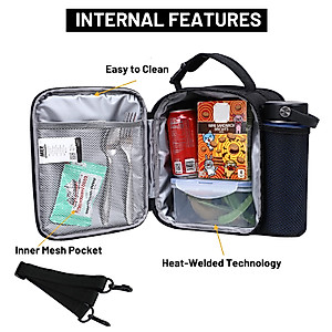 MIER Insulated Lunch Box Bag Expandable Lunch Pack for Men, Women, Without Water Bottle Holder, Black