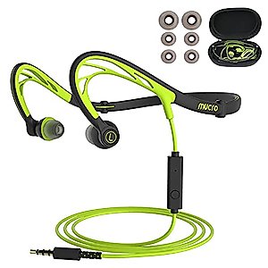 mucro Wired Over-Ear Headphones Sports Running Foldable Headphones Behind The Neck Headphones for Jogging Gym Workout with Microphone