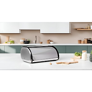 Home-it Stainless Steel Bread Box for kitchen, bread bin, storage holder 16.5x10x8