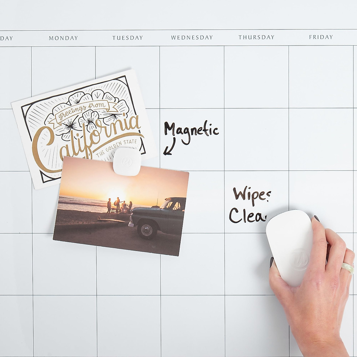 U Brands Magnetic Monthly Calendar Dry Erase Board, 16 x 20 Inches, Silver Aluminum Frame, Magnet and Marker Included (361U00-01),Silver Frame