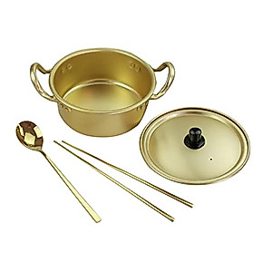 Healeved Ramen Cooker Pasta Pot Korean Ramen Bowl Ramen Cooking Pot Instant Noodles Pot with Chopsticks Spoon Fork Korean Ramen Noodle Cooking Pot Japanese Noodle Bowl Soup Pot Pasta Pot