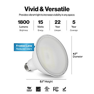 Sunco 12 Pack 1800 Lumens Outdoor LED Flood Light Waterproof PAR38 LED Bulb, Dimmable, 15W=150W, 5000K Daylight, E26 Base, UL Listed