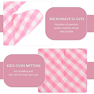 2pcs Kids Oven Mitts for Children Play Kitchen Heat Resistant Kitchen Mitts Kitchen Gloves for Cooking Baking Kids Oven Gloves Griddle Accessories