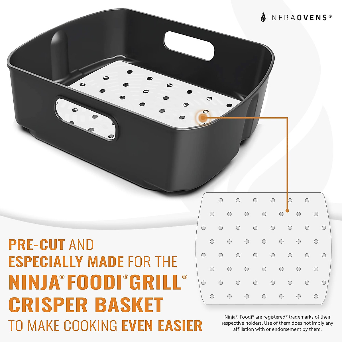Air Fryer Parchment Paper For Ninja Foodi Grill 5-in-1 AG301, 4qt Ninja Foodi Accessories, Air Fryer Accessories, 100pcs Air Fryer Liners, Heat Resistant Mat for Ninja Fryer Cookware by INFRAOVENS