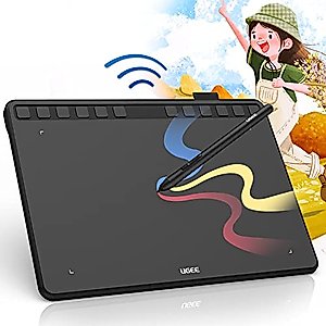 Wireless Graphics Drawing Tablet, UGEE S1060W Digital Drawing Pad with 12 Hot Keys, 10x6.3 inch Pen Tablet with 8192 Levels Battery-Free Stylus Support Android/Windows/Mac OS/Chrome OS/Linux