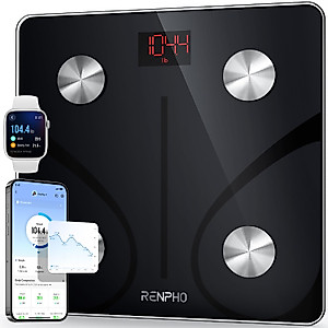 RENPHO Smart Scale for Body Weight, Digital Bathroom Scale BMI Weighing Bluetooth Body Fat Scale, Body Composition Monitor Health Analyzer with Smartphone App, 400 lbs - Black Elis 1