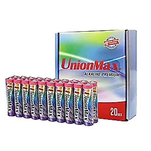 UnionMax AAA Alkaline Battery Super Power Premium LR03/AAA 1.5 Volts 20PCS Paper Pack
