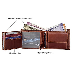 URBAN FOREST Zeus Leather Wallet & Accessory Set for Men, Caramel Brown, Casual