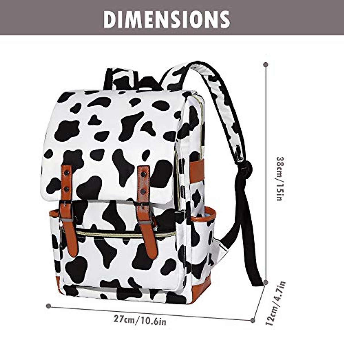 Malaxlx Cow Print Bookbag for Teen Girls Boys, College School Student Laptop Backpack for Womens