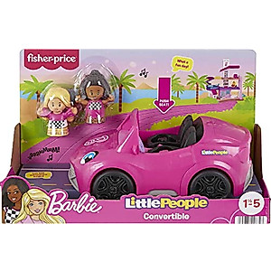 Fisher-Price Little People Barbie Toddler Toy Car Convertible with Music Sounds & 2 Figures for Pretend Play Ages 18+ Months