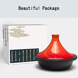 MYYINGBIN 1.7 Liters Moroccan Tagine Lead Free Ceramic Pot Safe Clay Stew Pot Cast Iron Base Suitable for 1-4 People, Purple