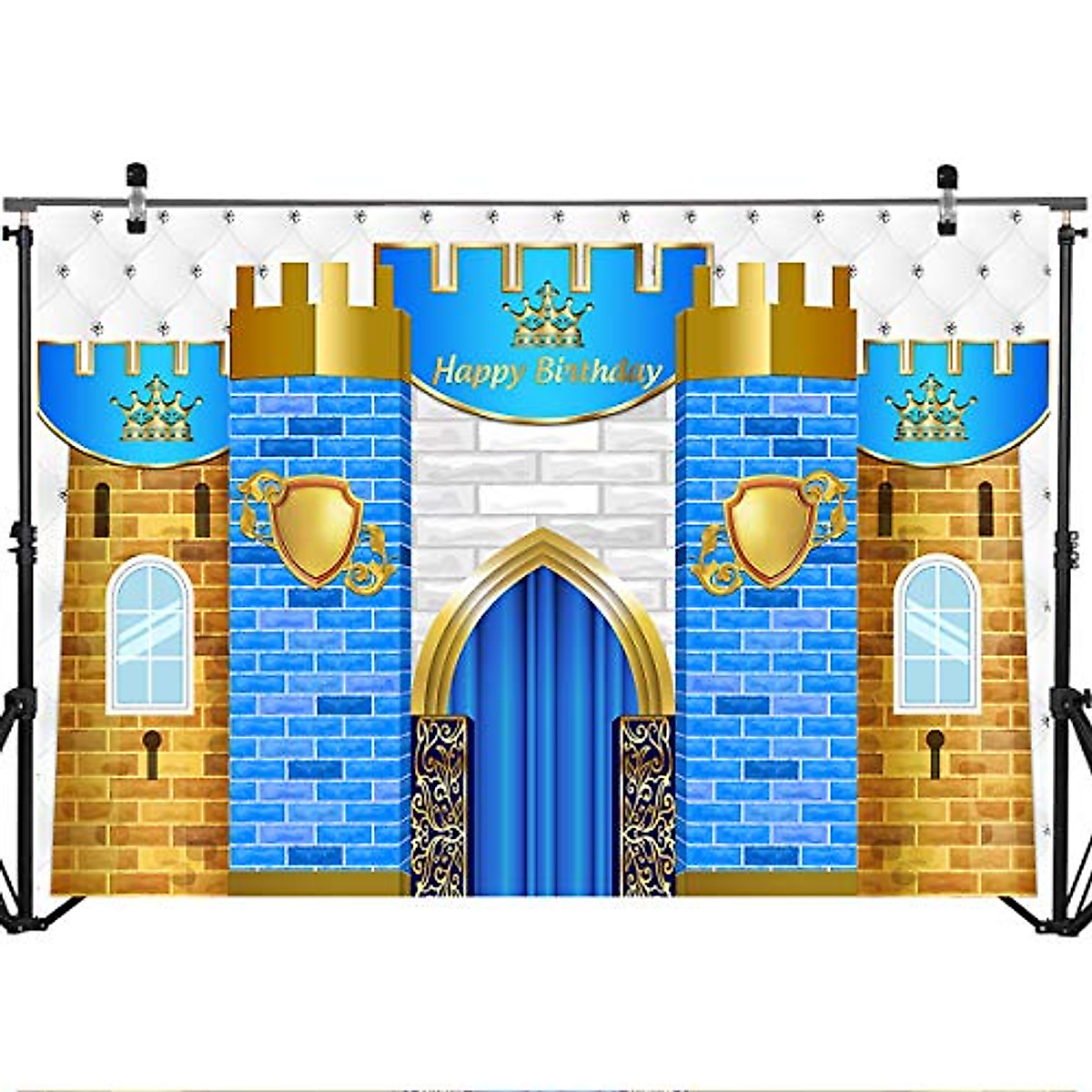 Mocsicka Royal Prince Birthday Backdrop Medieval Castle Happy Birthday Party Decorations Banner 7x5ft Boy's Birthday Photography Background