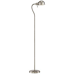 360 Lighting Ridley Modern Standing Task Floor Lamp 61" Tall Satin Nickel Silver Adjustable Gooseneck Arm Bright Lighting for Living Room Reading House Decor Bedroom Home