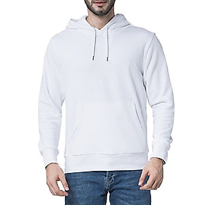 Maiyifu-GJ Men's Solid Athletic Hooded Sweatshirt Casual Long Sleeve Pullover Hoodie Comfy Sports Hoodies with Kanga Pocket (White,4X-Large)