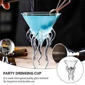 DOITOOL Octopus Cocktail Glass, 3Pcs Martini Glass Creative Cocktail Drinkware Bar Goblet Tools for Home Party Banquet Wedding ( Transparent )