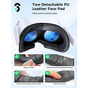 Face Pad Compatible with Oculus Quest 2,SOOMFON Face Interface Compatible with Oculus/Meta Quest 2,Face Cushion with 2 Replacement Pads Soft Face Pads Anti-light Nose Pads (L/S) Nose Guard Accessories