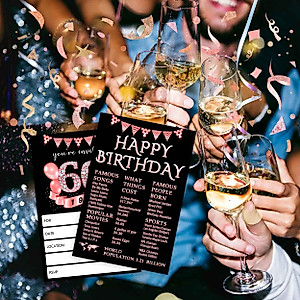 QZCYU 60th Birthday Invitations with Envelopes For Woman, 60th Birthday Party Invitations, Black & Rose Gold Adult Birthday Invitations - Set of 20
