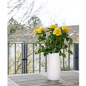 D'vine Dev 10 Inch Textured White Elegant Oval Ceramic Vase for Flowers, Home Décor Vase with Design Box, VS-LD-B-3