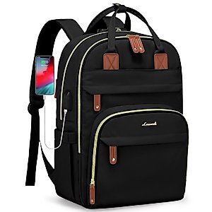 LOVEVOOK Laptop Backpack for Women & Men, Unisex Travel Anti-theft Bag Business Computer Backpacks Purse College Bag, Casual Hiking Daypack with Lock, 17 Inch, Black