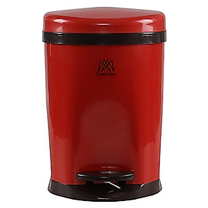 DynkoNA 2.1 Gollon/ 8 Liter Small Trash Can with Step Pedal, Plastic Garbage Can. Red