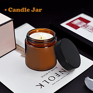 Roemey 4oz Amber Glass Jars with Lids, Candle Jars with Metal and Plastic Lids, 12 Pack Glass Cosmetic Containers with Inner Liners for Creams, Lotions, Bath Salts, Essential Oil