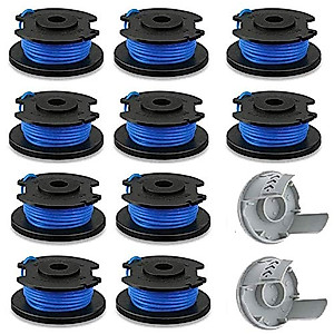 AC14RL3A String Trimmer Replacement Spool Line with 522994001 Cap for Ryobi One+ 24V, 18V, and 40V Cordless Trimmers, 0.065" Autofeed Replacement Spool- (12 Pack)
