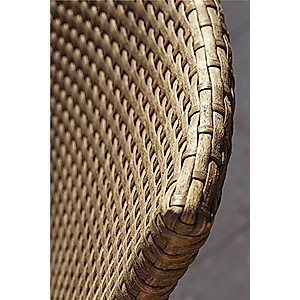 Cosco Outdoor 3 Piece High Top Bistro Lakewood Ranch Steel Woven Wicker Patio Balcony Furniture Set with Cushions, Brown